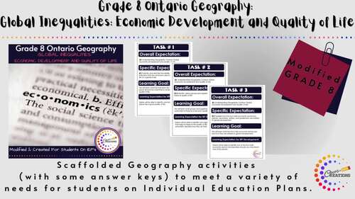 Grade 8 Geography Strand B | Modified | Differentiated | Ontario Curriculum