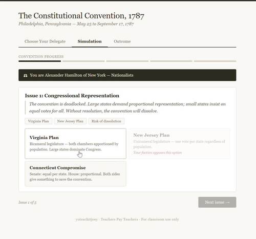 Constitutional Convention Simulation | APUSH | 1787 Compromises | TPT