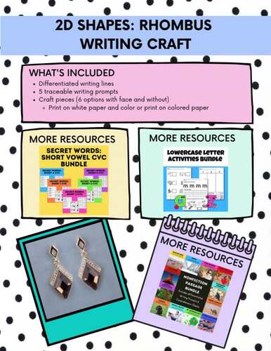 2D Shapes: Rhombus Math Writing Craftivity - Writing Prompts & Craft ...