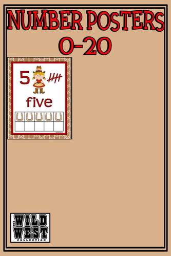 NUMBER POSTERS 0-20 Wild West Cardinal Ordinal Numbers Number Concepts