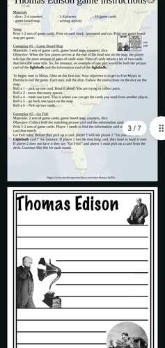 Thomas Edison Unit Study – Inventors Activities, Game & Worksheets ...