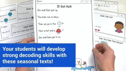 Winter Decodable Texts for Kindergarten | Passages on Winter and Winter ...