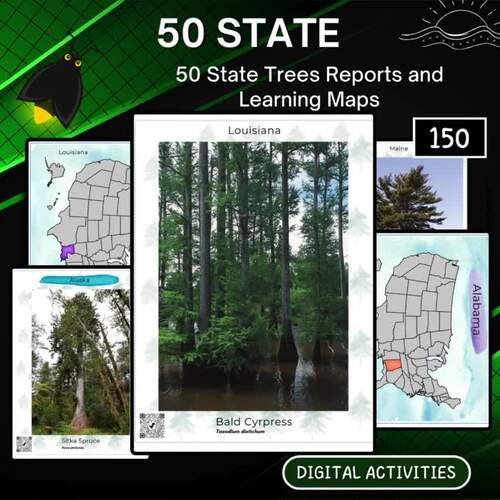 50 State Trees Reports and Learning Maps by GLD Worksheet Kids | TPT