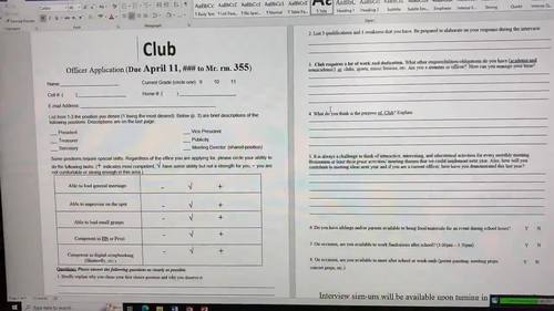 Officer Application for a club (editable& fillable resource) by Teach ...