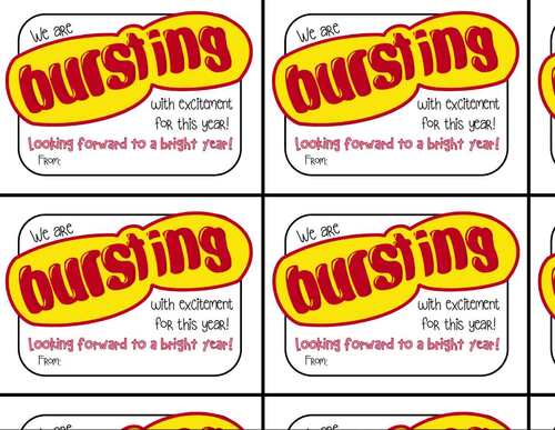 Starburst Beginning of Year Gift Tag- We're (I'm) bursting with ...