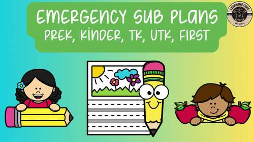 No Prep Emergency Sub Apple Bundle PreK Kindergarten First TK UTK