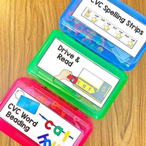 CVC Words Fine Motor Task Boxes - Morning Tubs - CVC Words Busy Box ...