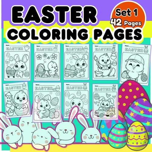 Easter Coloring Pages | Spring Coloring Pages- 42 Pages (Set 1) | TPT