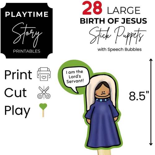 Stick Puppets: Birth of Jesus – PDF Bible Stories with Pictures | TPT