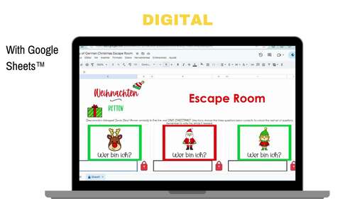 German Christmas Escape Room | Vocabulary & Reading Activities Grades 7–11