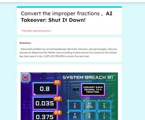 Converting Fractions, Decimals & Percents Conversion Digital Math ...