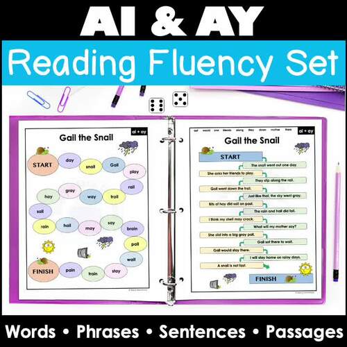 AI AY Vowel Teams Reading Fluency Decodable Drills Passages Orton ...