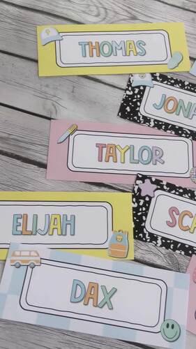 Student Desk Tags or Name Plates - Editable - Pastel Composition ...