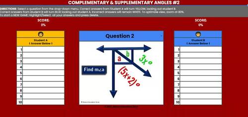 Complementary and Supplementary Angles 2-Player Game by Abaco Education ...