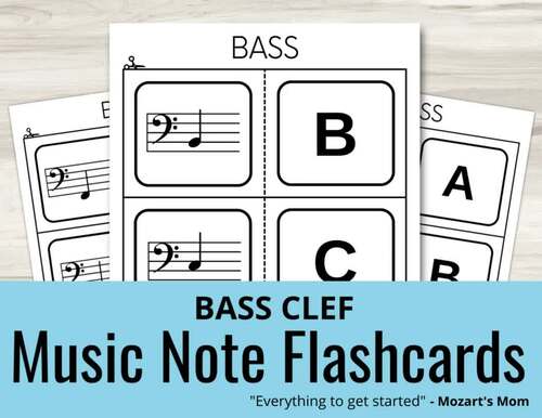 Bass and Treble Clef Flashcards - Printable PDF by One Dollar Music Store