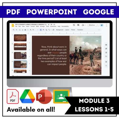 Wit & Wisdom Grade 5 Module 3 Lessons 1-5: EDITABLE Lesson Slides ...