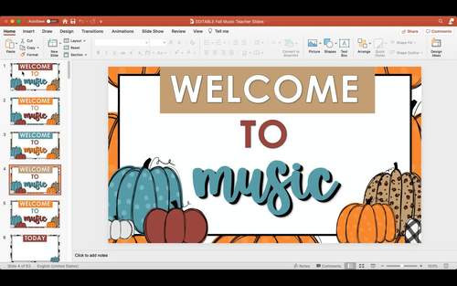 Fall Themed Music Teacher Slides | Templates by musicpluscoffee | TPT
