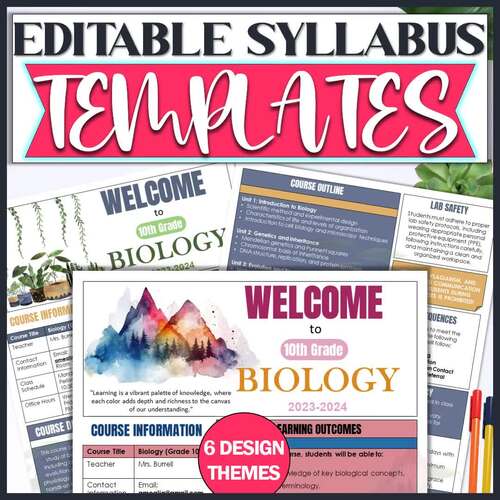 Biology Syllabus Templates Editable Letter |High School Syllabus |Back ...