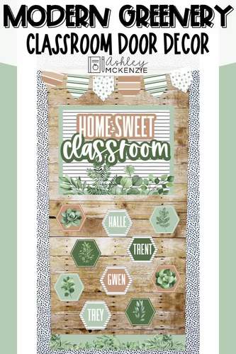 Modern Greenery Back to School Classroom Door Decor Kit by Ashley McKenzie