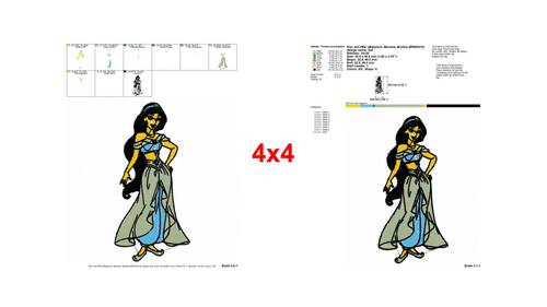 Princess Jasmine blue dress Disney character embroidery designs ...