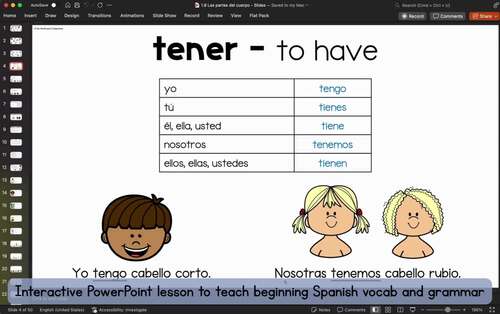 Body Parts Beginner Elementary Spanish Lesson | Las partes del cuerpo 1.9