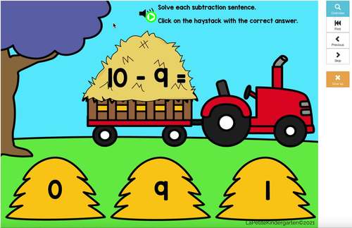 Fall Subtraction to 10 BOOM Cards by La Petite Kindergarten | TPT