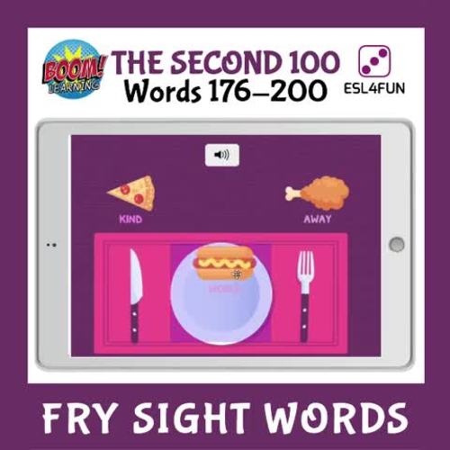 Boom Cards- Fry Sight Words-The Second 100 (Words 176-200) by ESL4FUN