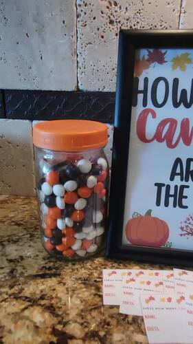 Fall Candy Jar Guessing Game - includes 8x10 sign + guessing cards