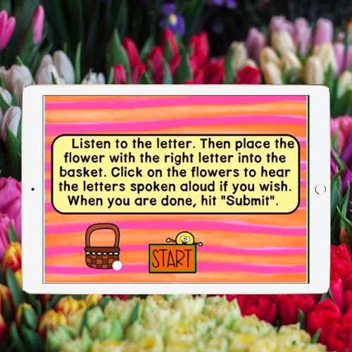 Audio alphabet boom cards | Lowercase letter recognition | Tulips
