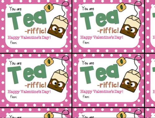 Cute Tea Bag Valentine's Day Gift Tag- You are Tea-riffic! Happy ...