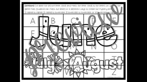 Summer Alphabet Mystery Puzzles Letter Recognition and Matching Activity