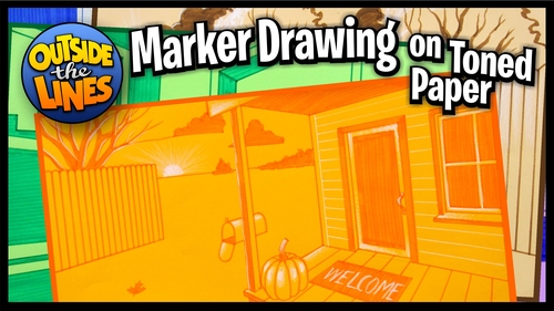 Water-based Marker and White Pencil on Toned Paper | TPT