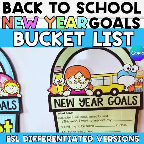 ESL New Year Goals Bucket List-Differentiated Back to School Writing Craft