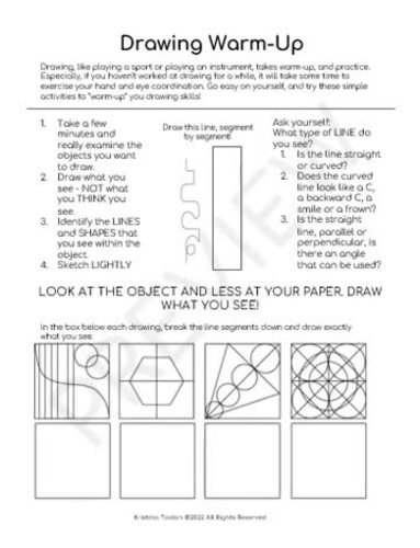 Drawing Choice Board for Middle School Art by Kristina Toolan | TPT