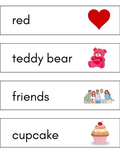 Kindergarten First Grade February Writing Center Valentines Day Vocabulary