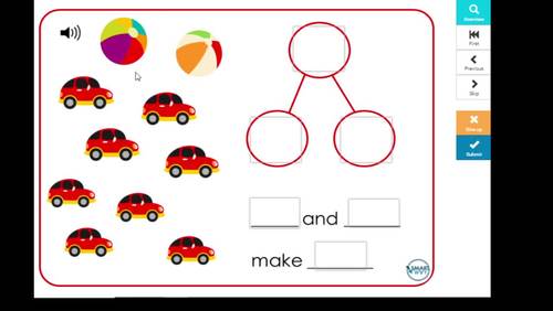 Composing and Decomposing numbers to 10 K.OA.A.3 Part-part-whole Boom cards