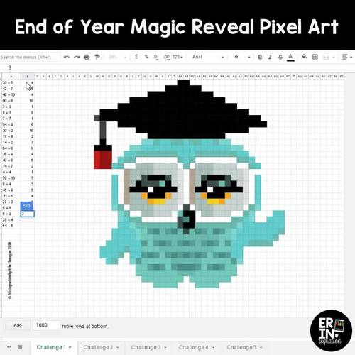 End of Year Multiplication and Division Pixel Art Math Magic Reveal