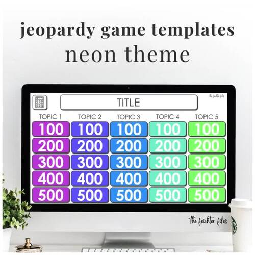 Editable Blank Jeopardy Game Template Google Slides PowerPoint #6 | Neon