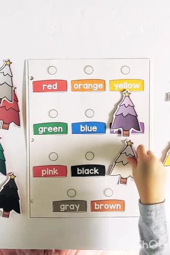 Sort by Color Folder Game - Ombre Christmas Trees | TPT