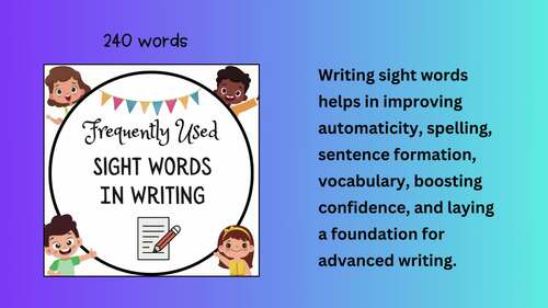240 Frequently used sight words in writing! Handwriting words & sentences