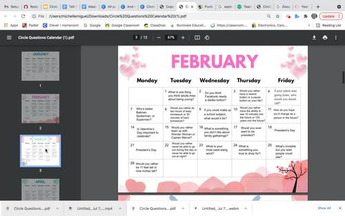Daily Circle Discussion 180 Questions Calendar Morning Meetings 2025-26