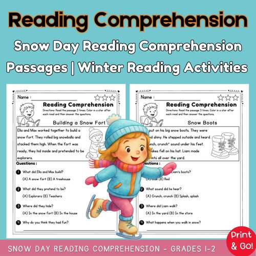Snow Day Reading Comprehension Passages | Winter Reading Activities ...