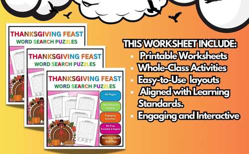 Thanksgiving Feast Word Search Activities Morning Work 4th,5th,6th,7th ...