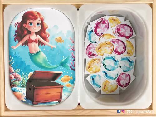 Fill the Mermaid’s Treasure Chest: Gems Match & Count Activity for ...