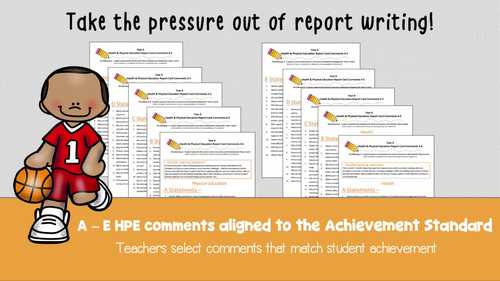 Australian Curriculum Year 6 HPE Report Card Comments by Ideacations