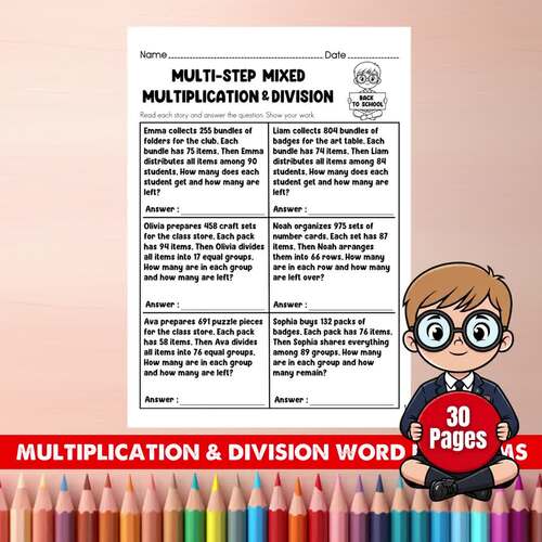 5th Grade Multi-Step Multiplication & Division Word Problems | Back to ...