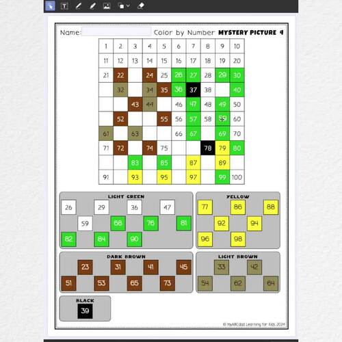 100s Chart Spring Color by Number Mystery Picture Math Activities