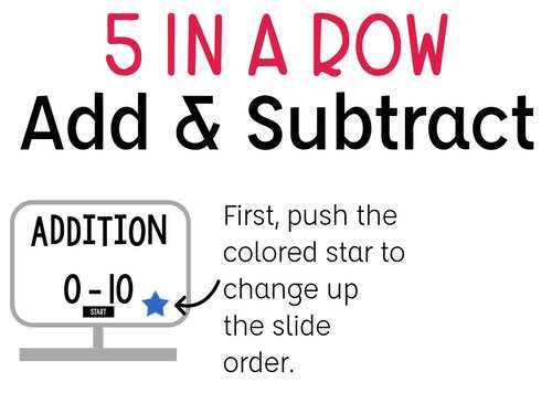 Addition and Subtraction Games Fact Fluency 5 in a Row | Math Games