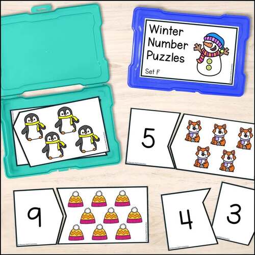 Winter Counting to 10 Puzzles and Number Recognition Practice Activity