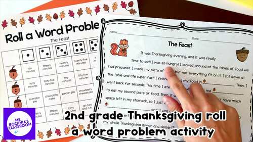 Thanksgiving Math Word Problem Activity 2nd grade | Bilingual English ...
